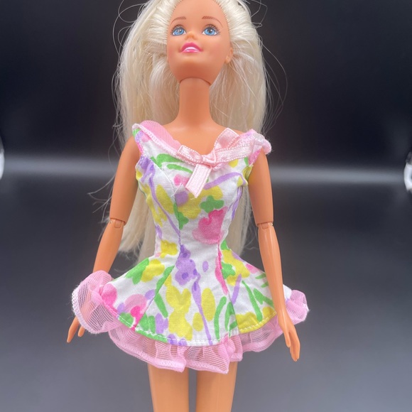 Barbie | Toys | Vintage Genuine Barbie White With Flowers And Pink Trim ...